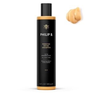 philip b forever shine shampoo, 7.4 fl. oz. (220 ml) - volumizing cleanser with notes of pure oud leaves hair smooth & glossy, reduces frizz, for all hair types