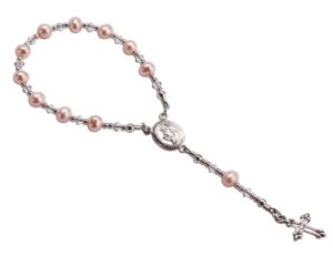 precious pieces sterling silver pink baby rosary baptism gift for baby girls