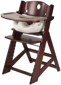 keekaroo height right high chair with infant insert & tray, mahogany/vanilla