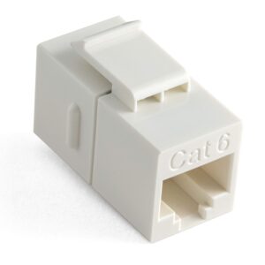 ntw cat6 slim straight f/f feed-through white snap-in keystone coupler jack nky-ff/c6s-wh