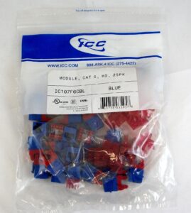 icc icc-ic107f6cbl module, cat 6, hd, 25pk, blue