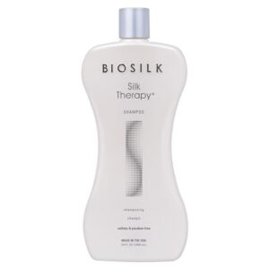 biosilk silk therapy shampoo, gentle hair cleanser delivers healthy & shiny hair, great for all hair types, sulfate, paraben, & cruelty-free, 34 oz