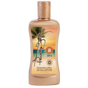 panama jack sunscreen tanning lotion - spf 8, paba, paraben, gluten & cruelty free, antioxidant moisturizing formula, water resistant (80 minutes), 6 fl oz