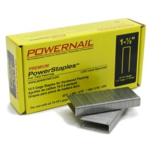 powernail ps150 15.5 gauge 1-1/2 inch length 1/2 inch crown hardwood flooring collated galvanized staples (box of 1000)