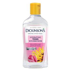 dickinson's enhanced witch hazel hydrating toner with rosewater, alcohol free, 98% natural formula, 16 fl oz (pack of 1)