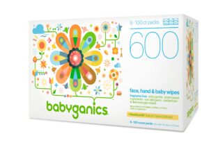 babyganics baby wipes, unscented, packaging may vary, 100 count (pack of 6)