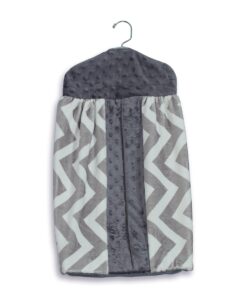 baby doll bedding minky chevron diaper stacker, grey