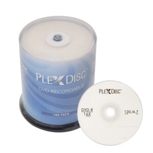 plexdisc dvd-r 4.7gb 16x logo branded recordable media disc - 100 disc spindle (ffp) 632-815-bx