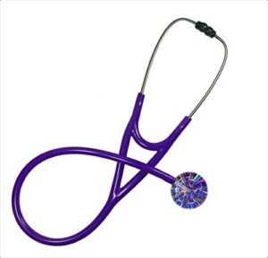 stethoscope - clinical grade - professional - single adult - 009 confetti, blue; purple tubing by ultrascope