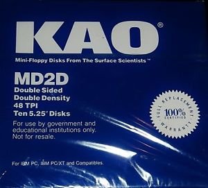 kao md2d double face 48tpi floppy disks ten 5.25" disks