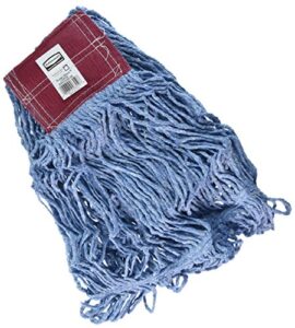 rubbermaid commercial products super stich blend mop, 5-inch blue headband, large, heavy duty industrial wet mop for floor cleaning office/school/stadium/lobby/restaurant, pack of 6