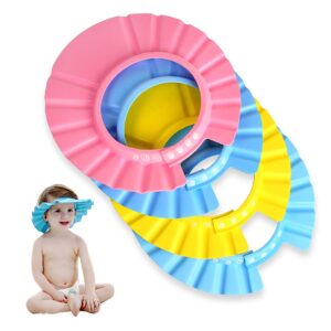 ewin(r) 4pcs soft adjustable baby kids children shampoo bath bathing shower cap hat wash hair shield hat