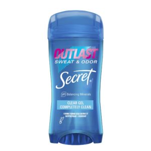 secret outlast antiperspirant and deodorant for women, clear gel, completely clean scent, 2.6 ounce