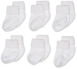 jefferies socks baby boys newborn turn cuff bootie 6 pair pack infant and toddler socks, white, newborn us