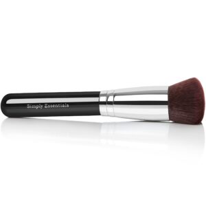 best round kabuki makeup brush for liquid, cream mineral, & powder foundation & face cosmetics - prime quality design - carrying case & e-book included