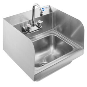 gridmann commercial nsf stainless steel sink with faucet & side splashes - wall mount hand washing basin