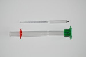 proof & tralle hydrometer with 14" glass test jar