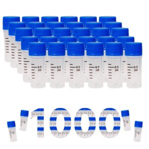 cryoking 0.5ml cryogenic vials sterile vials with blue caps for sample collection and storage (external thread, non-barcoded), 1000 pcs/case