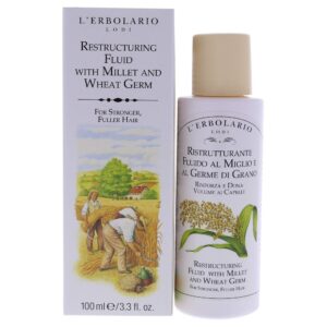 l'erbolario millet and wheat restructuring fluid - re-compacting and protective treatment - hair serum to repair the external surface - for stronger, fuller hair - prevents split ends - 3.3 oz