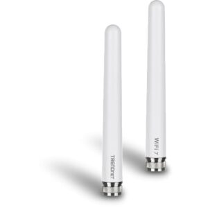 trendnet 5/7 dbi outdoor dual band omni antenna kit, n-type male connectors, supports 2.4 and 5 ghz, omni-directional antennas, use with 802.11ac/n/g/b/a routers and access points, white, tew-ao57