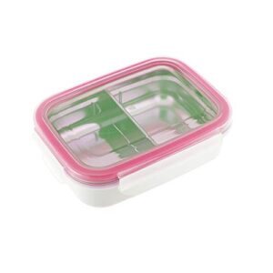 innobaby keepin' fresh stainless steel divided bento snack box with lid for kids and toddlers bpa free, 5.9" x 4.7" x 1.8" inches.,11 oz. pink