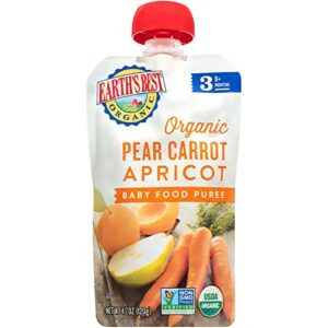 earth's best pear carrot apricot organic, 4.2 oz pouch