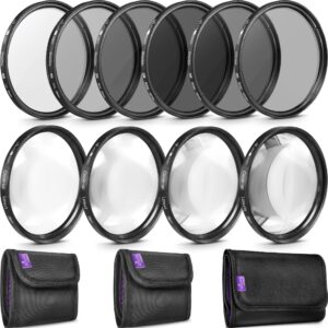 58mm complete lens filter accessory kit (uv, cpl, nd4, nd2, nd4, nd8 and macro lens set) for canon eos 70d 77d 80d 90d rebel t8i t7 t7i t6i t6s t6 sl2 sl3 dslr cameras