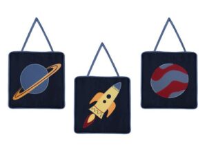 sweet jojo designs planet saturn rocket ship wall hanging accessories for space galaxy bedding set