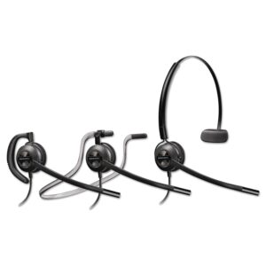 plantronics - encorepro hw540 convertible headet - wired convertible (3 wearing styles) headset with boom mic - connect to your pc and/or deskphone, one size, black