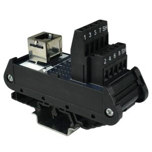 asi 16001, type imrj0845, rj45 breakout terminal block interface module, female rj45 connector, 8 screw terminal blocks, 26 to 12 awg, 1.40" length