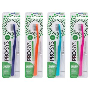 pro-sys® kids toothbrush (colorful 4-pack) - made with soft dupont® bristles (ages 8-12)