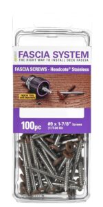 deckfast stainless steel fascia screws 9 x 1-7/8 t-20 star drive chocolate 100 pieces