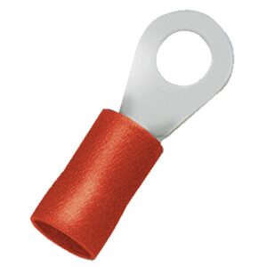 asi 2050030 rf-m3 ring terminal, pvc insulated funnel entry crimp, red (pack of 100)