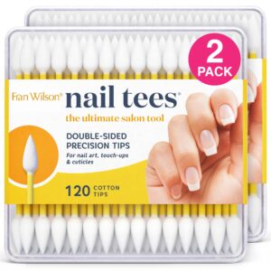 fran wilson nail tees cotton tips 120 count (2 pack) - the ultimate nail tool, multi-purpose double-sided swabs with pointed ends for precise touch-ups and the perfect at-home manicure & pedicure