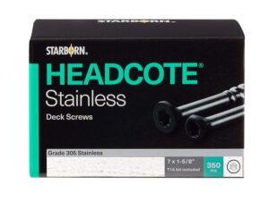 headcote 7 x 1-5/8" - 39 white - stainless steel trim head deck screws - 350 pc. deck pack for 100 sq. ft. of decking - stx39t07162