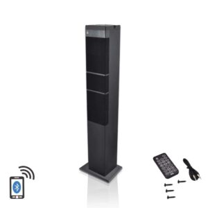 pyle phitb65bk bluetooth sound tower speaker system with usb reader 3.5mm aux, rca inputs and fm radio