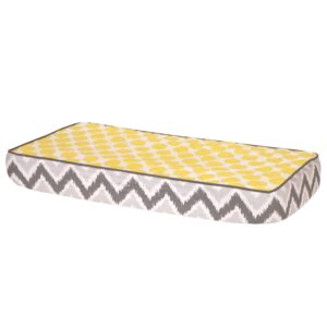 bacati ikat zigzag grey & muslin yellow dots changing pad cover