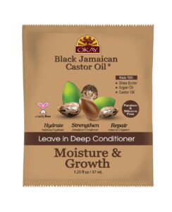 okay - black jamaican castor oil leave-in conditioner - all hair types/textures - repair, moisturize, grow healthy hair - with argan oil, shea butter - free of parabens, silicones, sulfates - 1.5 oz , brown