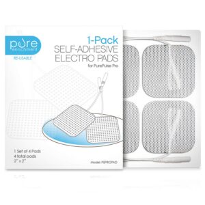 purepulse pro tens unit massager pads – premium pack of 4 square, self-adhesive 2” x 2” replacement electrode pads (total of 4 pads)