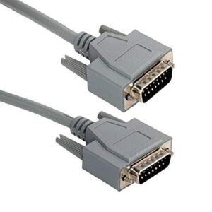 amphenol cs-dsdmdb15mm-015 15-pin db15 deluxe d-sub cable, shielded, male/male, 15', gray