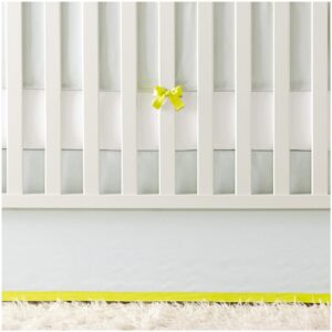 serena & lily banded linen crib skirt - aqua/citron