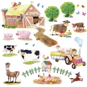 decowall dwl-1407n pony club and farm animals kids wall stickers wall decals peel and stick removable wall stickers for kids nursery bedroom living room decor