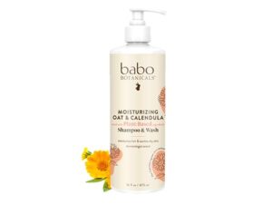 babo botanicals moisturizing oat & calendula 2-in-1 shampoo & wash - for dry or sensitive skin - for all ages - lightly scented - vegan - 16 fl oz