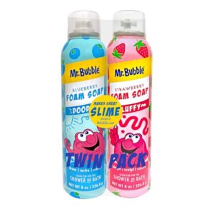 mr. bubble twin pack foam soap - sculpt and draw in the tub; soft, moldable, gentle, scented foam (pack of 2, 8 fl oz each)