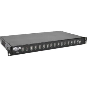 tripp lite 16-port usb sync charging hub station tablet smartphone ipad/iphone rackmount taa (u280-016-rm), black