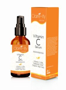 claire-ity 25% vitamin c serum with hyaluronic acid and vitamin e, organic topical anti-aging moisturizing facial serum for face, neck & décolleté(1 fl. oz)