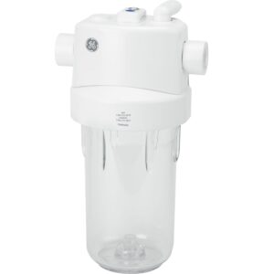 ge whole house water filtration system | reduces sediment, rust & more | install kit & accessories included | filter not included | replace filters (fxhtc, fxhsc) every 3 months | gxwh35f, white, 7.50 x 13.50 x 7.75 inches