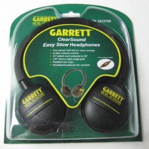 garrett clearsound easy stow headphones with in-line volume for metal detectors