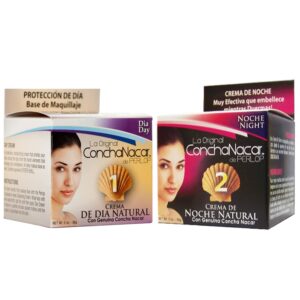 concha nacar face cream combo 1-2 - day cream 2oz, night cream 2oz - crema de dia, crema de noche - para piel manchas en cara