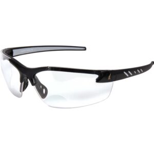 edge dz111-2.5-g2 zorge g2 wrap-around safety glasses, 2.5 magnification, anti-scratch, non-slip, uv 400, military grade, ansi/isea & mceps, 5.04" wide, black frame / clear lens